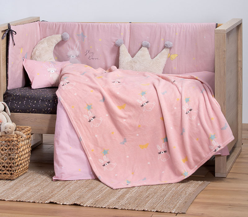 NEF-NEF ΒΡΕΦΙΚΗ ΚΟΥΒΕΡΤΑ FLEECE ΚΟΥΝΙΑΣ FLY LOVE 110X150, 100% ...